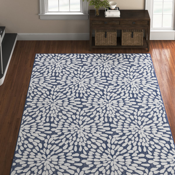 Lark Manor Tapis d'intérieur / extérieur bleu marine / blanc Poseidon et Commentaires - Wayfair ...
